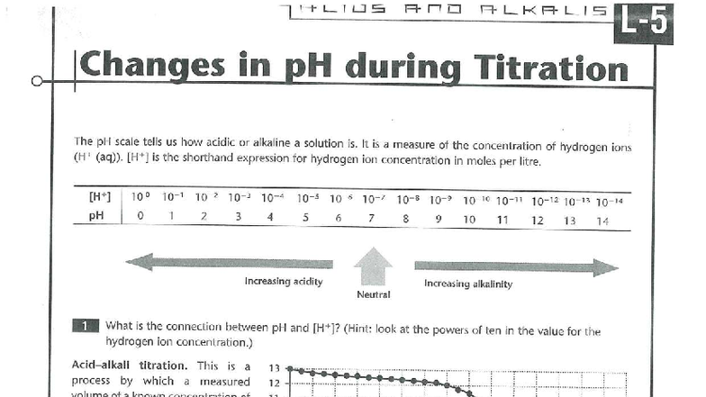 Changes in pH During Titration: Data Test Revision Qs 1 - Studocu
