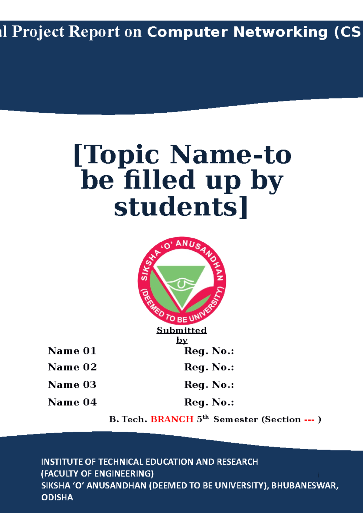 CSE 3034 Project Report Format for Computer Networking - Studocu