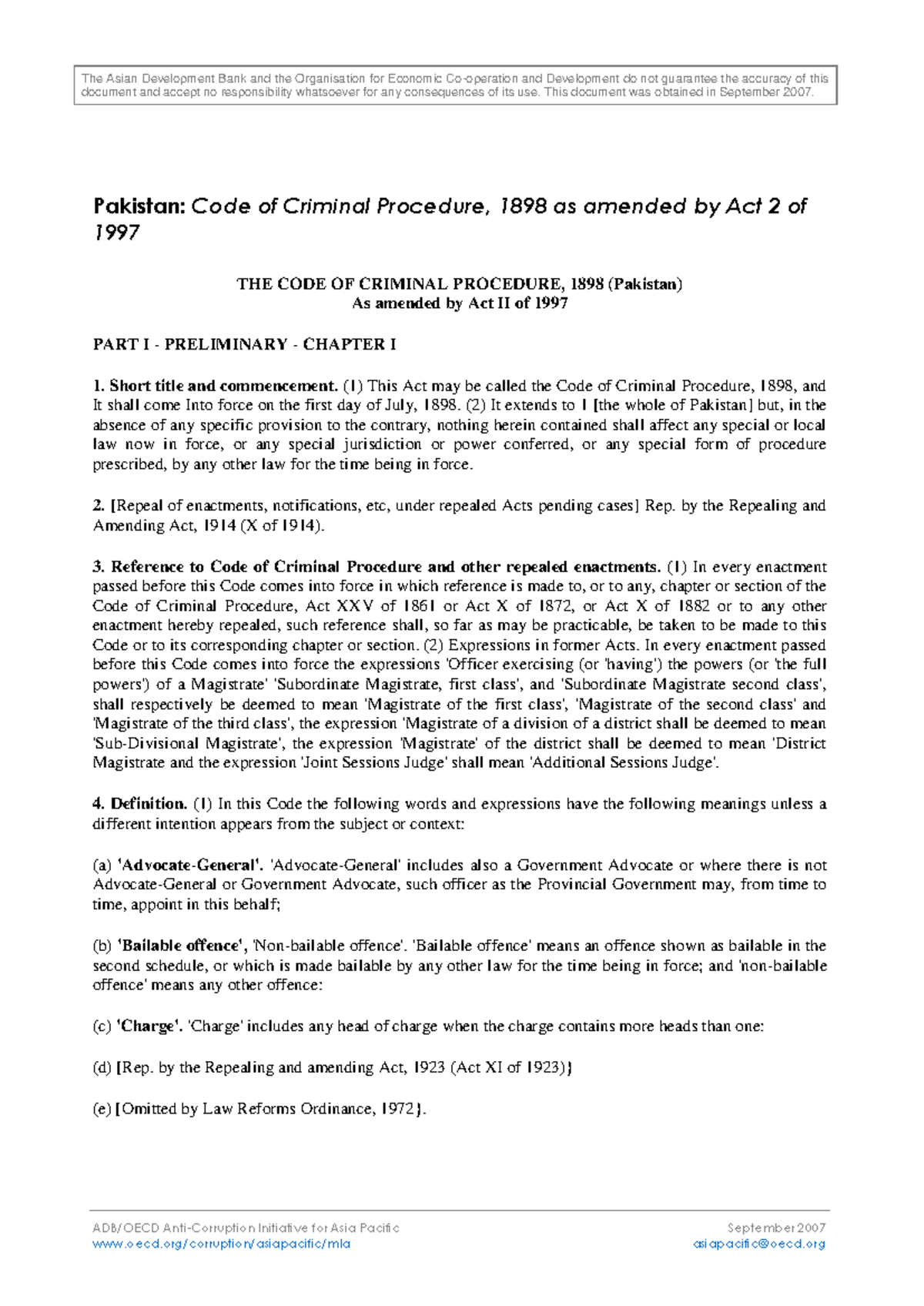 Pakistan: Code of Criminal Procedure, 1898 - Bare Act Overview - Studocu