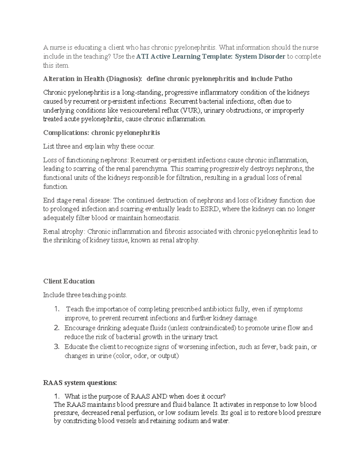 ATI Active Learning Scenario: Week 4 Nurse Education on Chronic ...