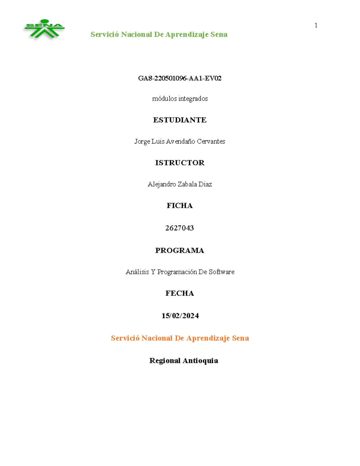 GA8-220501096-AA1-EV02 Entrega de Módulos Integrados y Requisitos - Studocu