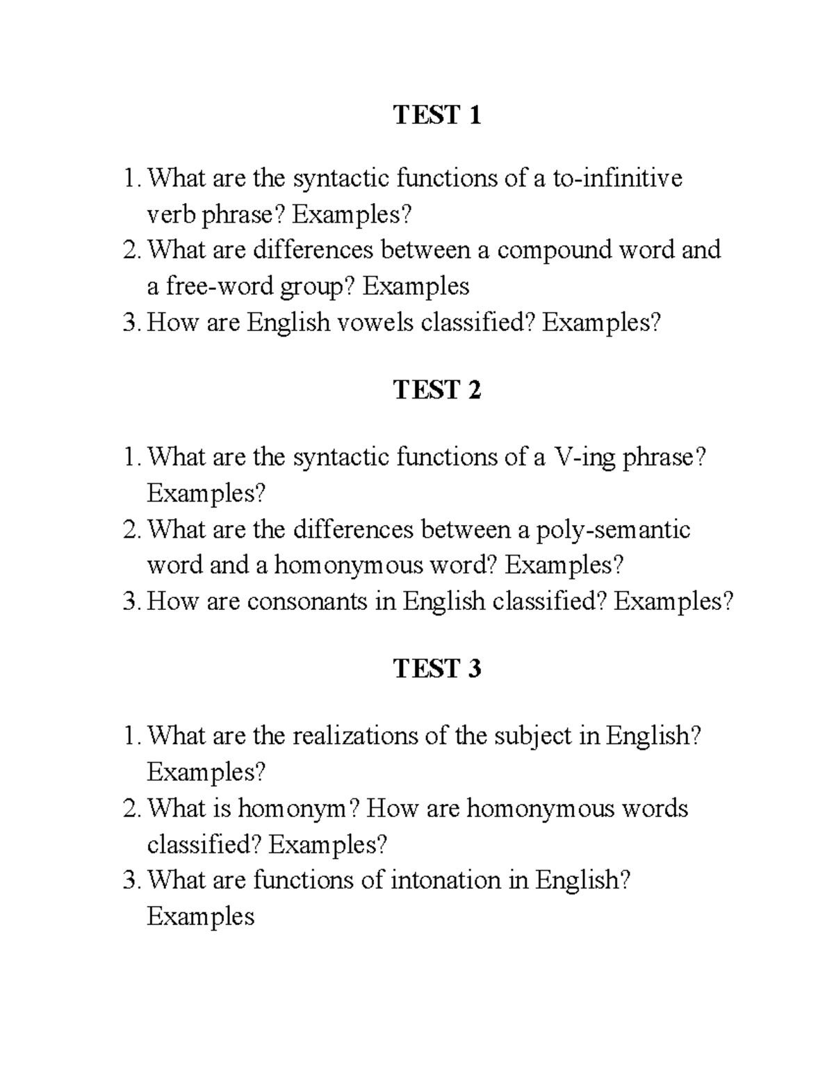 Mid-Term Tests on English Language Theory (ENG 101) - Studocu
