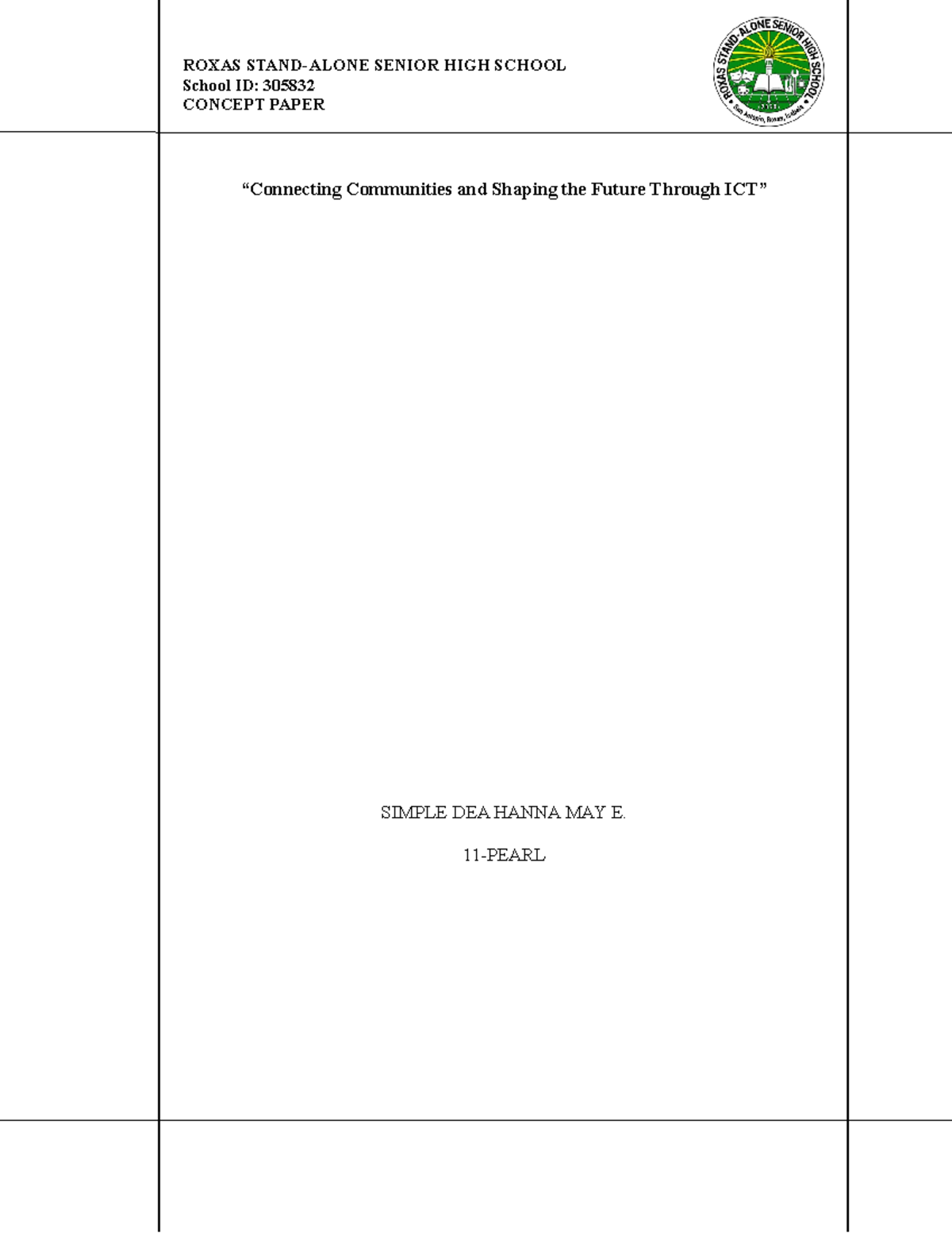 Simple 20Dea - HUMBLE - School ID: 305832 CONCEPT PAPER “Connecting ...