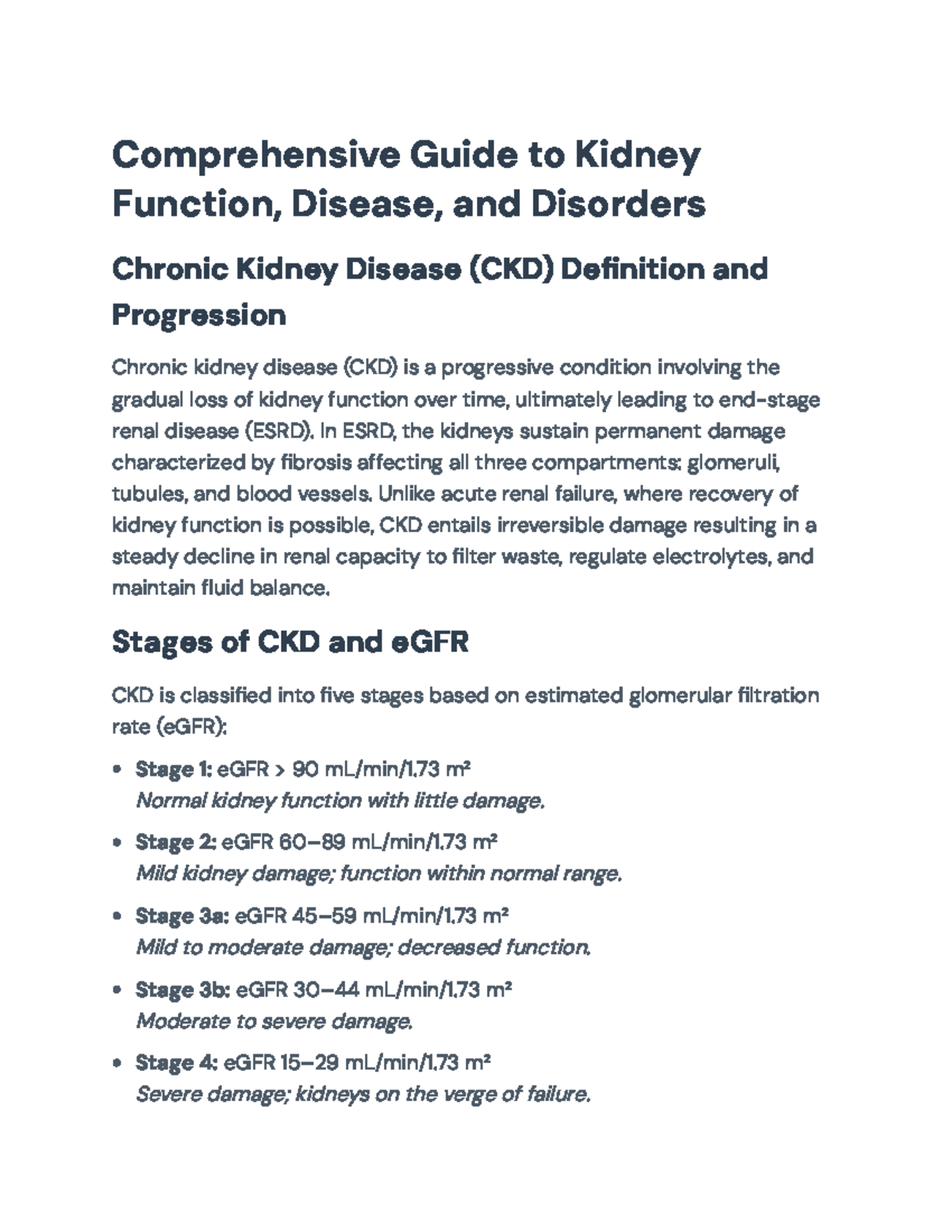 Comprehensive Overview of Kidney Function and Chronic Disease ...