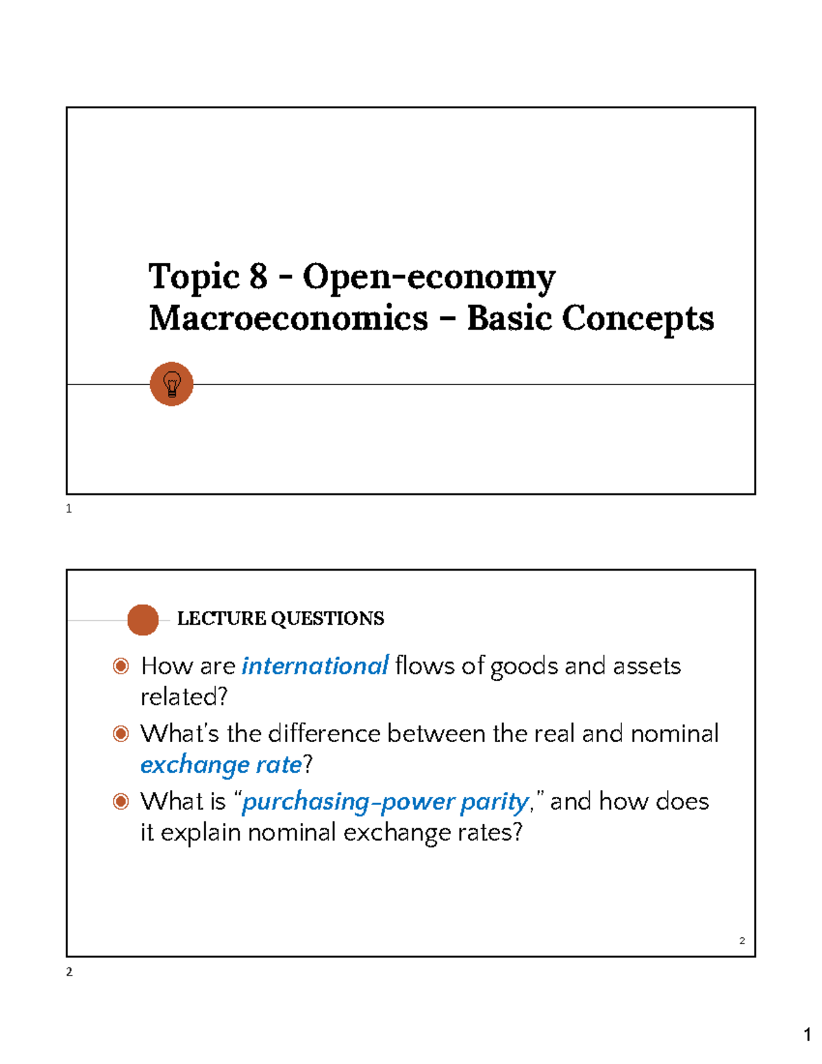 Topic 8 - Basic Concepts of Open Economy LECTURE NOTES - Studocu