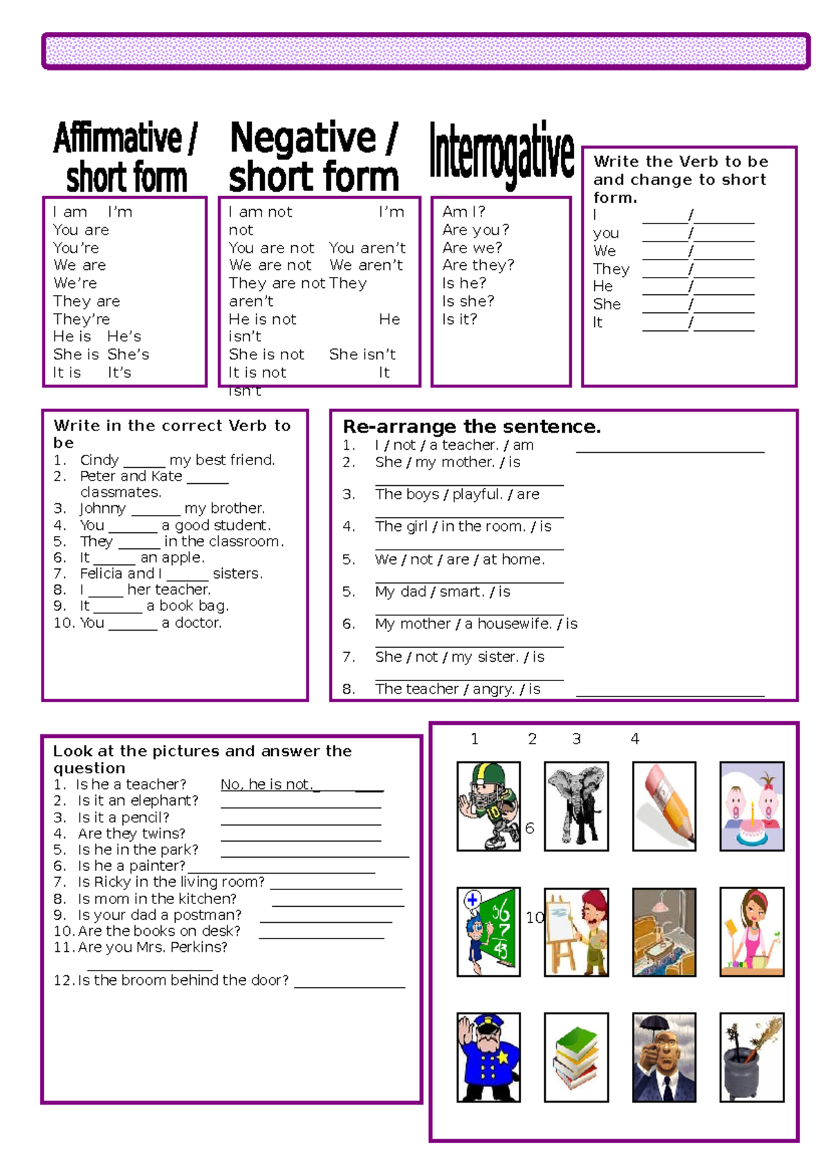 IE - U2 - A - Grammar Worksheet: Verb To Be Exercises - Studocu