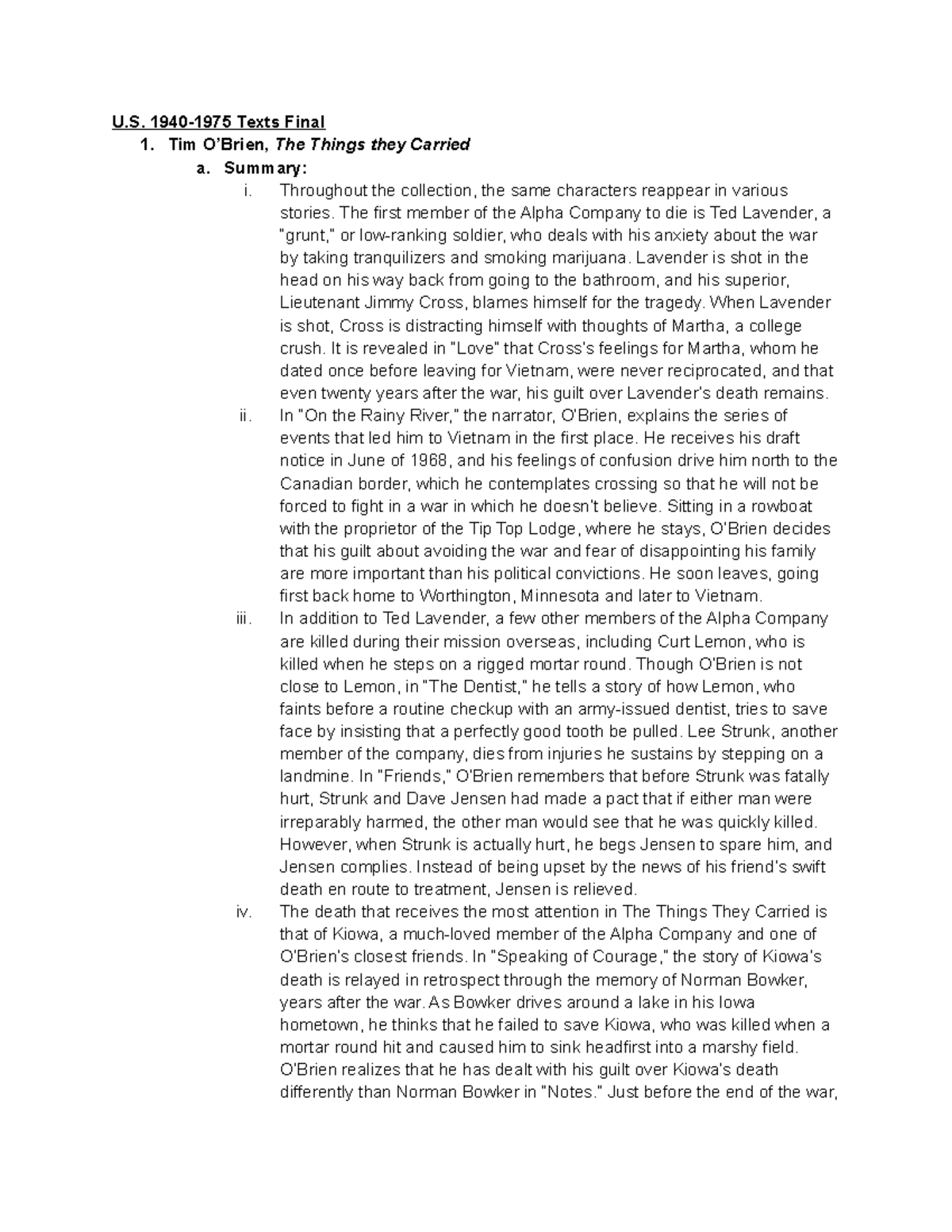 U.S. 1940-1975 Final Texts: Literature & Historical Analysis - Studocu