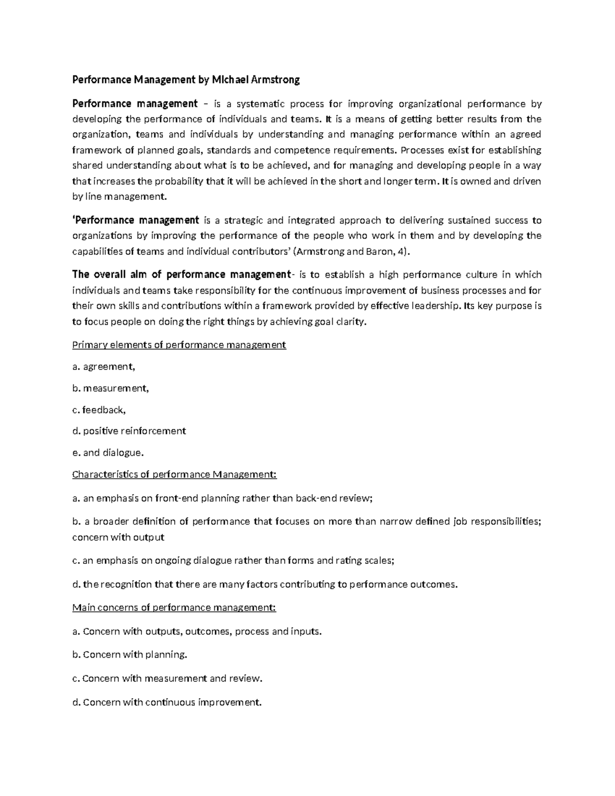 Performance Management Insights: A Comprehensive Overview - Studocu