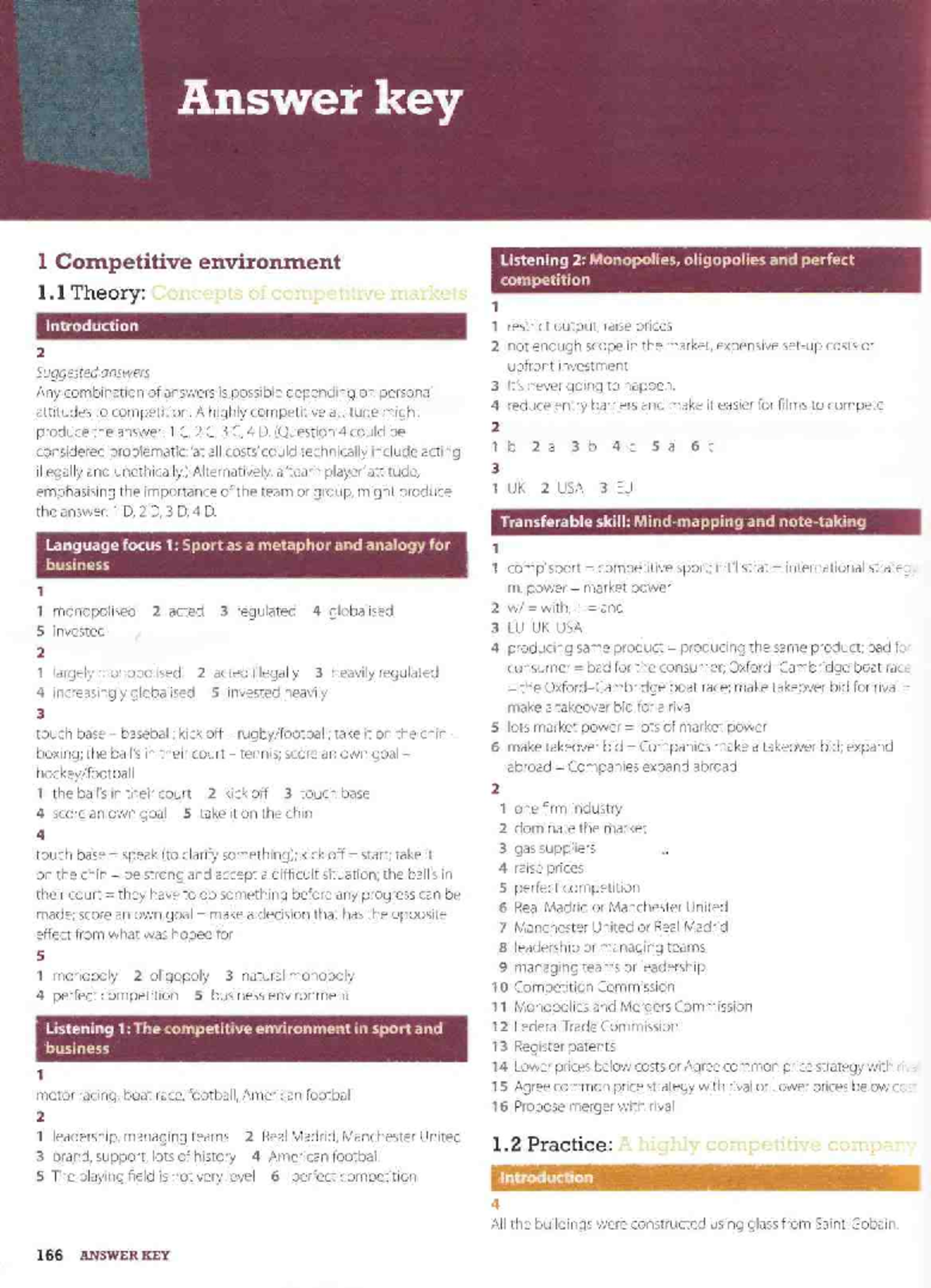 Answer key - attitudes to competition. A highly competitive attitude ...