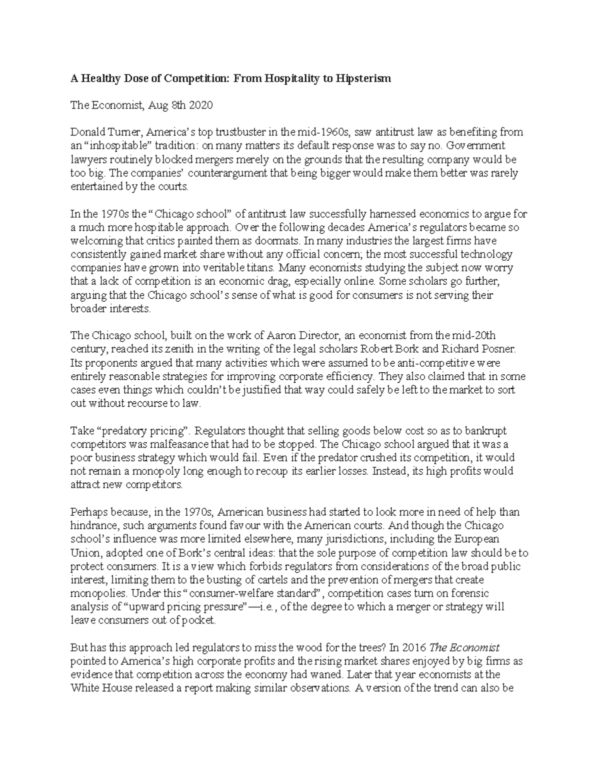 ANT 101 - Case Study: The Evolution of Antitrust Laws and Policies ...