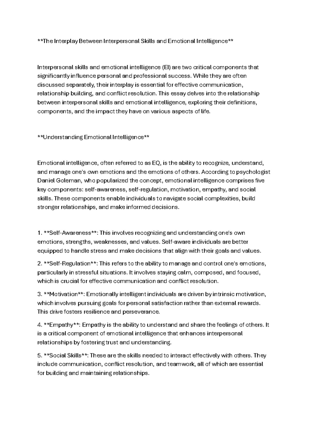 The Interplay of Interpersonal Skills & Emotional Intelligence: An ...