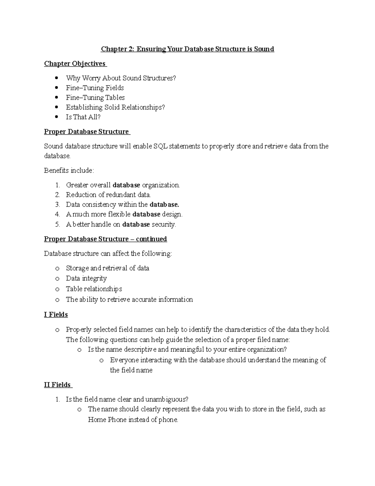 DATA 3250 Chapter 2: Ensuring a Sound Database Structure - Studocu