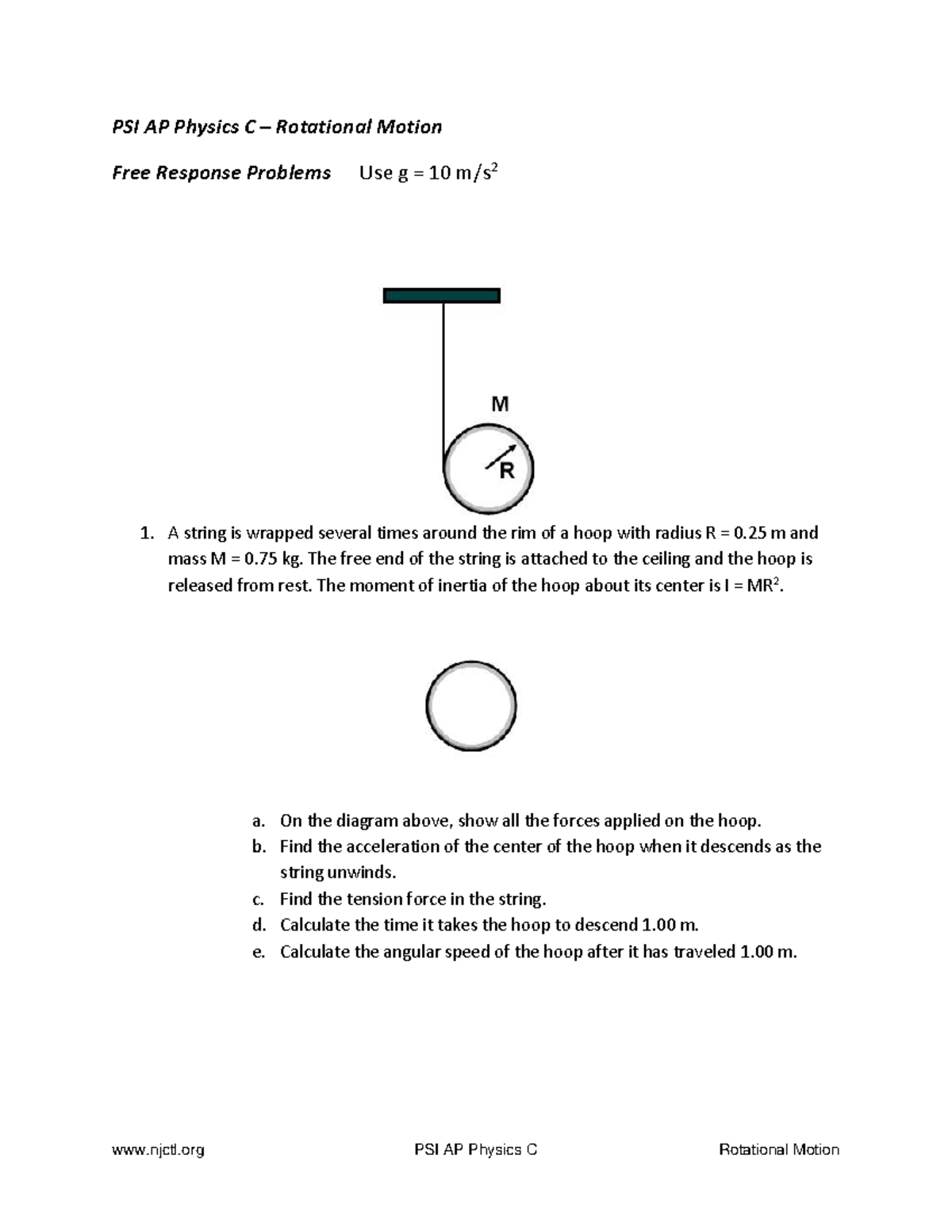 PSI AP Physics C Rotational Dynamics Free Response Questions - Studocu