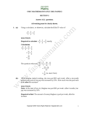 CSEC Mathematics June past papers 2017 P1 - Caribbean Civilization ...