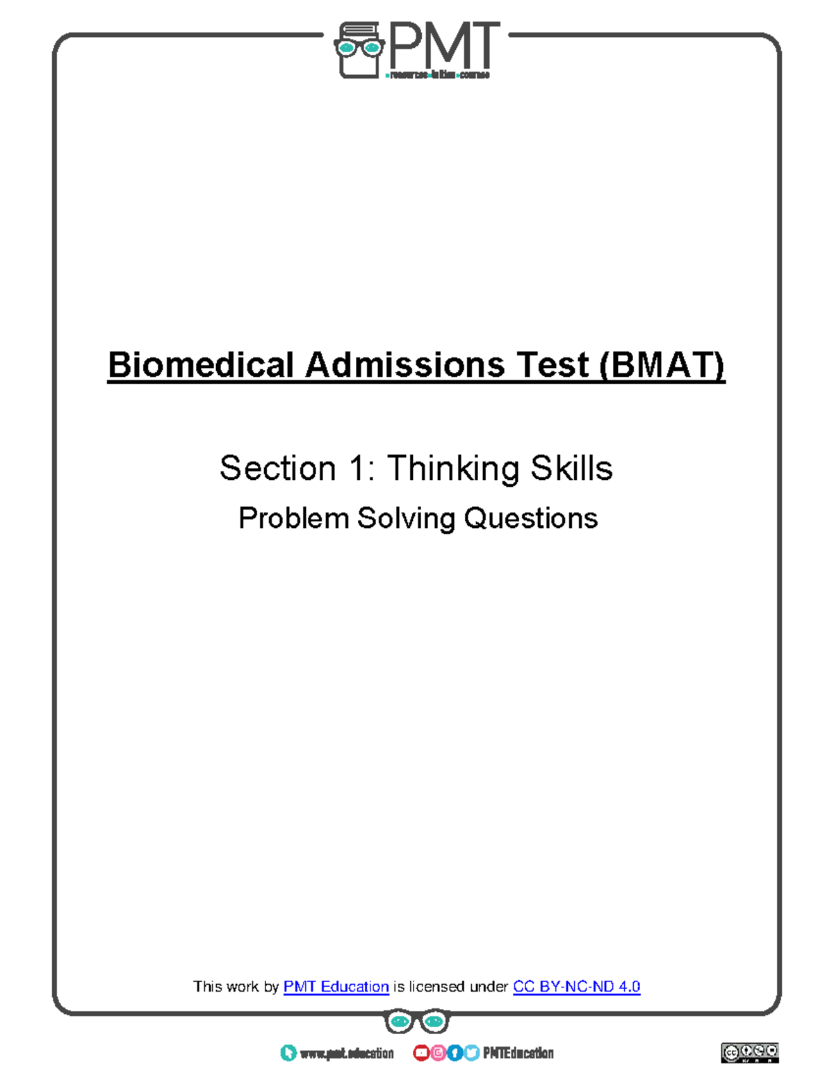 BMAT Problem Solving Questions: Section 1 Analysis and Solutions - Studocu