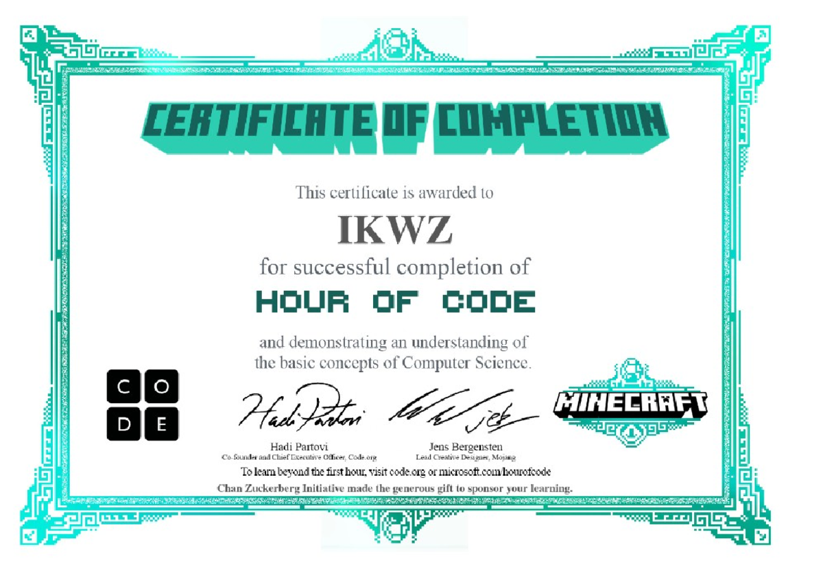 Diploma DE Minecraft - programar - computer technology - CERTIFICATE OF ...