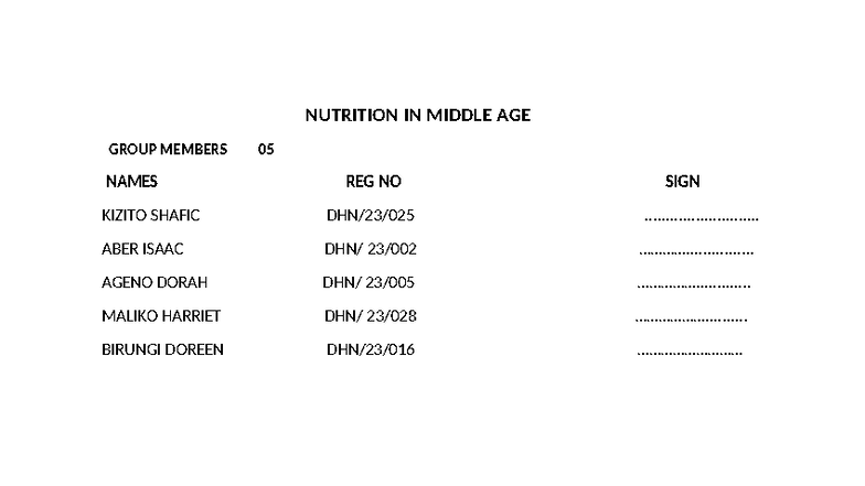 NUTRITIONAL GUIDELINES FOR MIDDLE AGE ADULTS - GROUP 8 REPORT - Studocu