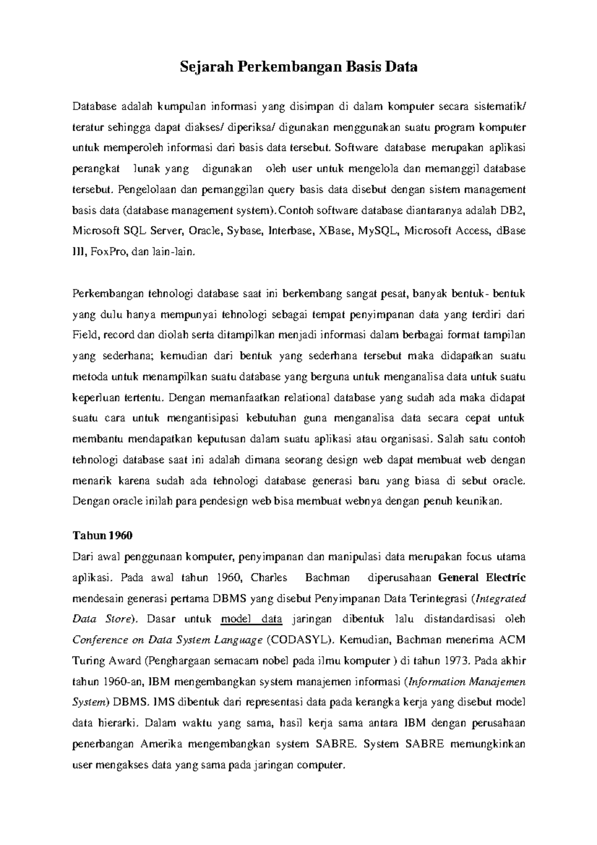 Sejarah Perkembangan dan Inovasi Basis Data dalam Teknologi Modern ...