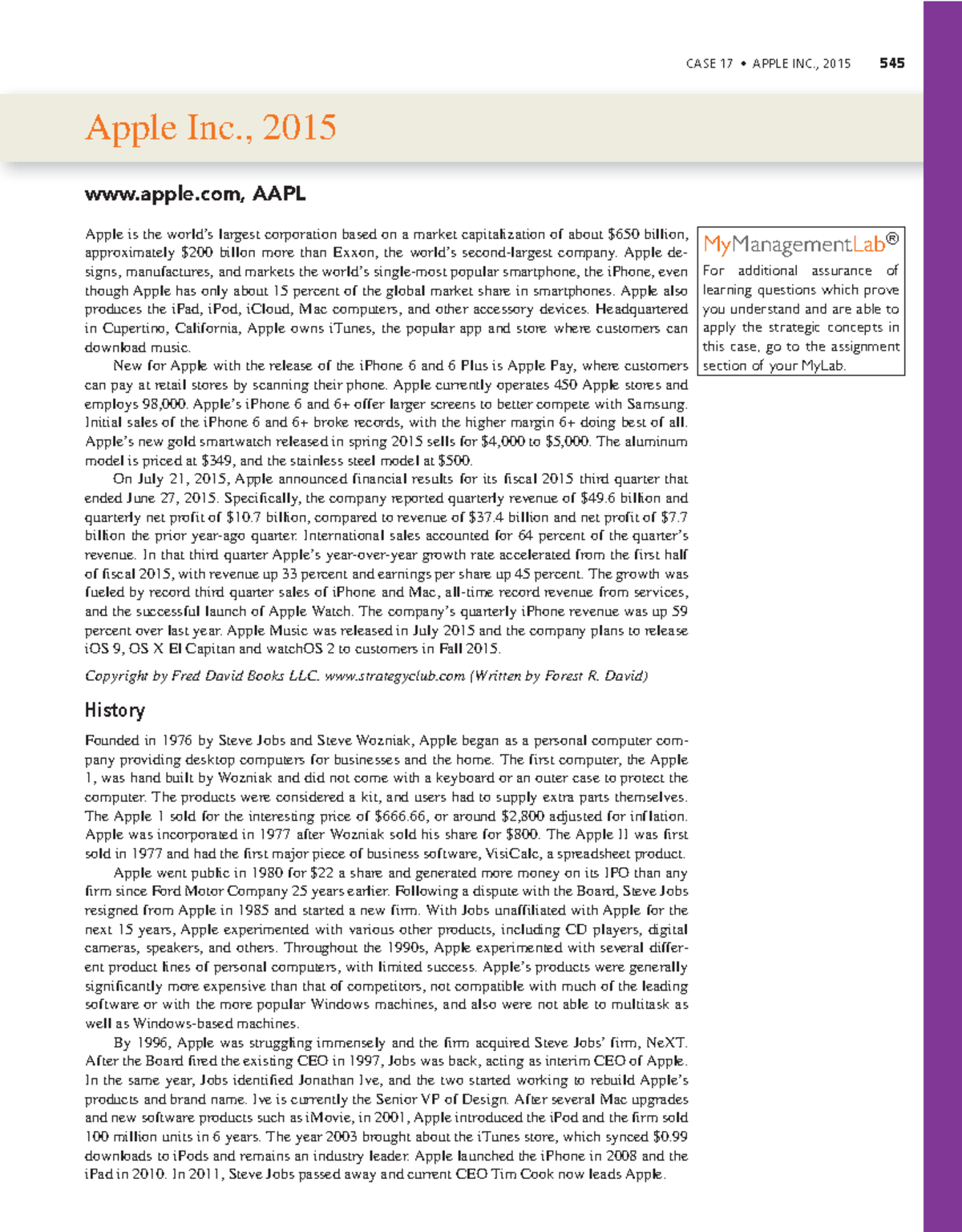 Case Study: Apple Inc. Financials and Market Position (2015) - Studocu