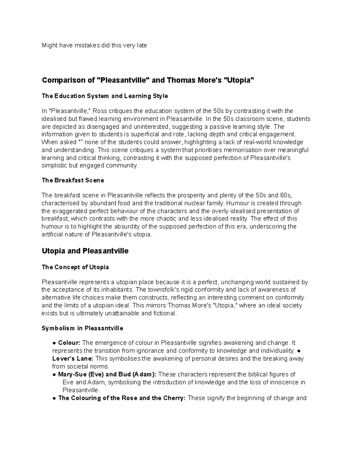 Pleasantville Study Guide: Themes, Symbolism & Social Commentary ...