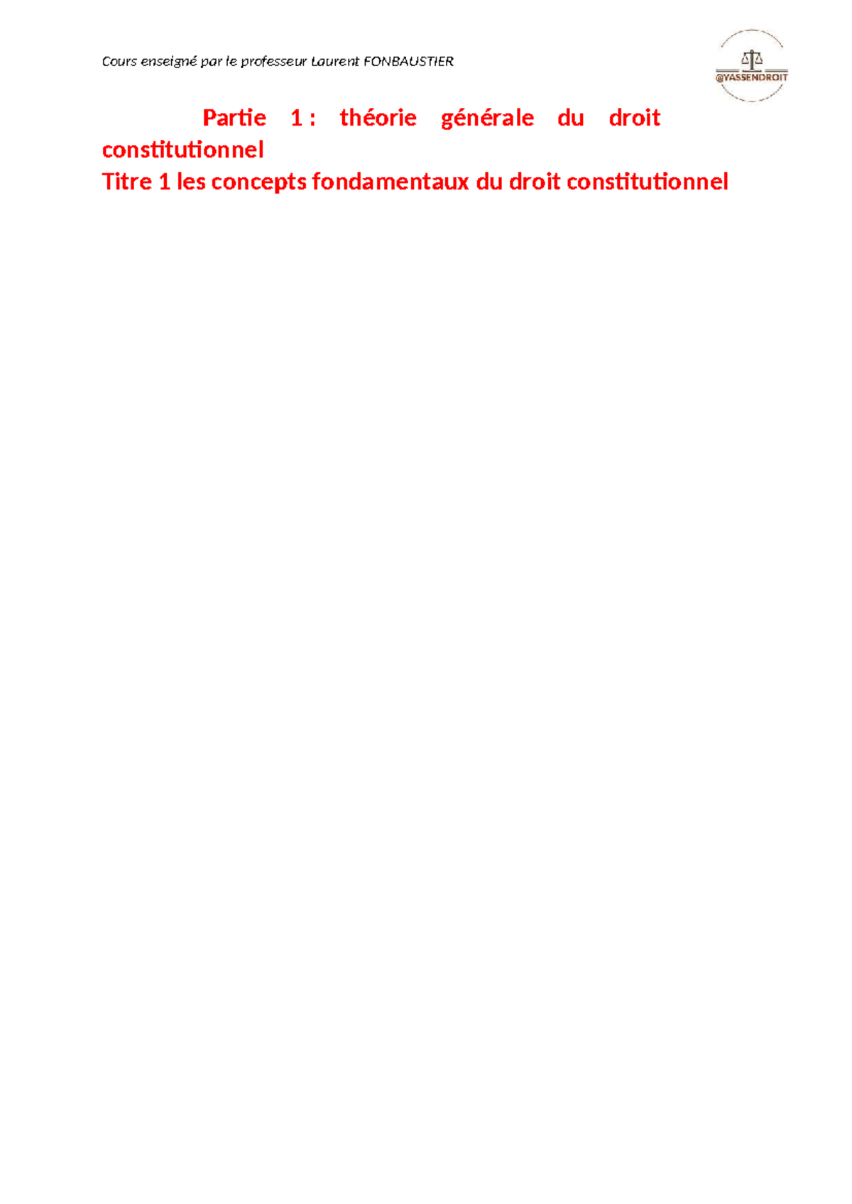Droit Constitutionnel - Partie 1 : Concepts Fondamentaux et Pouvoirs ...