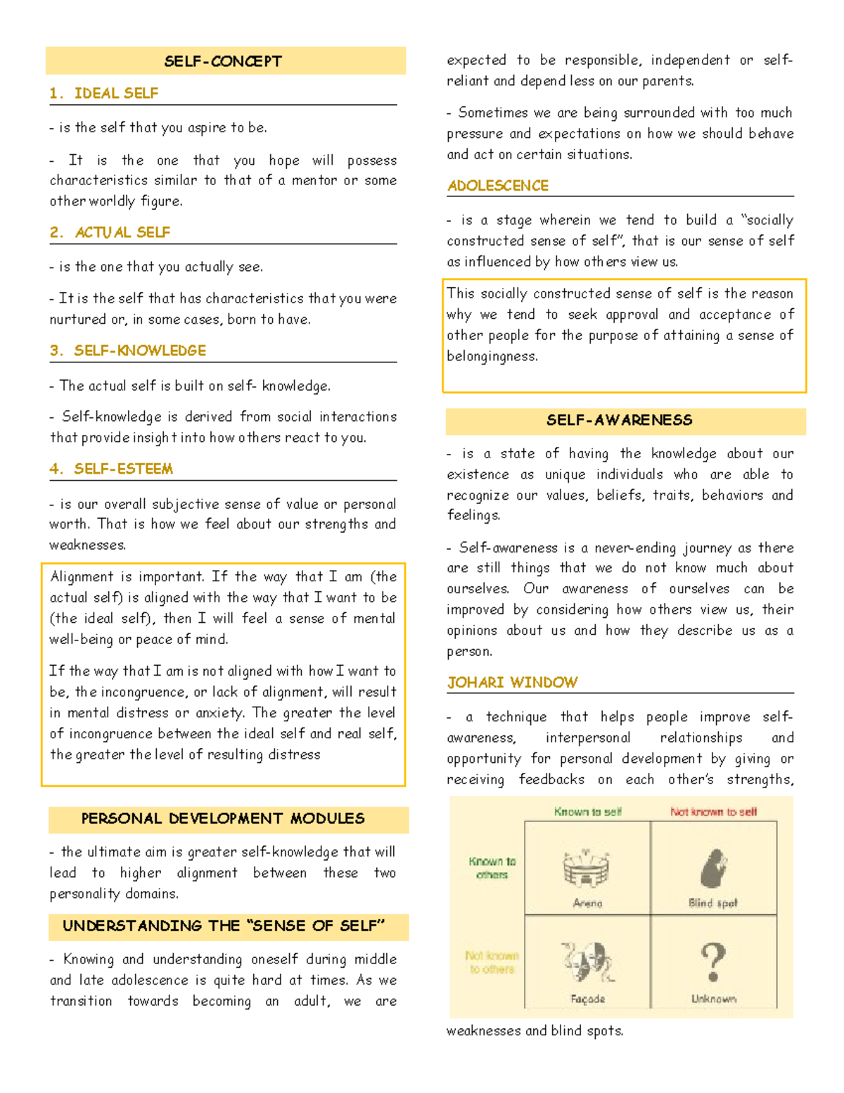 Lesson 1 - Understanding Ideal vs Actual Self in Adolescence - Studocu