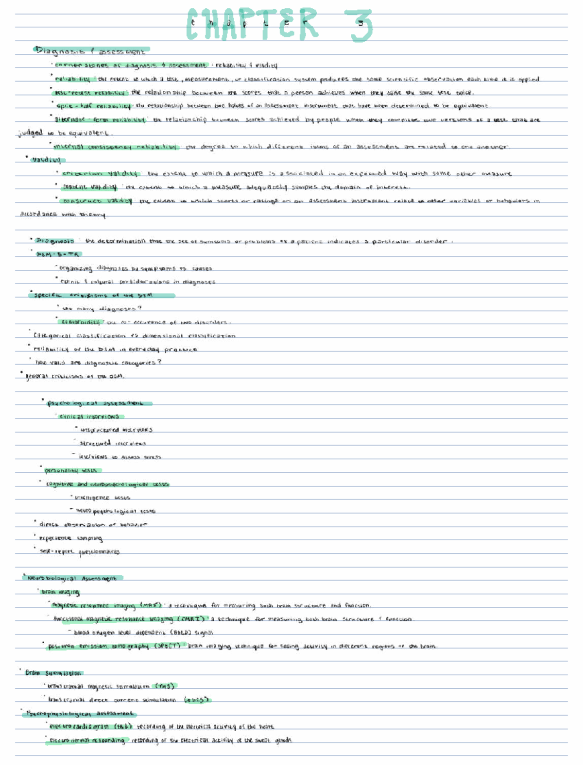C N A P T E R 3: Diagnosis Assessment & Methods in Psych Eval - Studocu