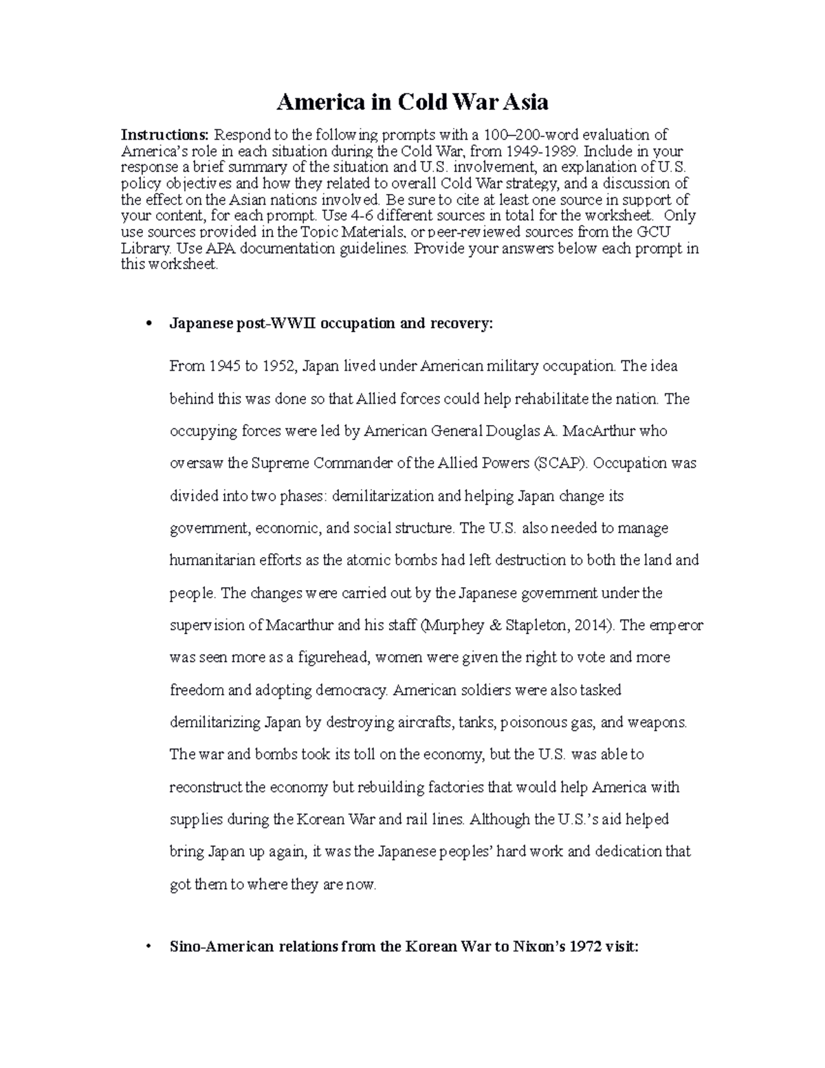 HIS 350 RS T7 America's Role in the Cold War across Asia (1949-1989 ...