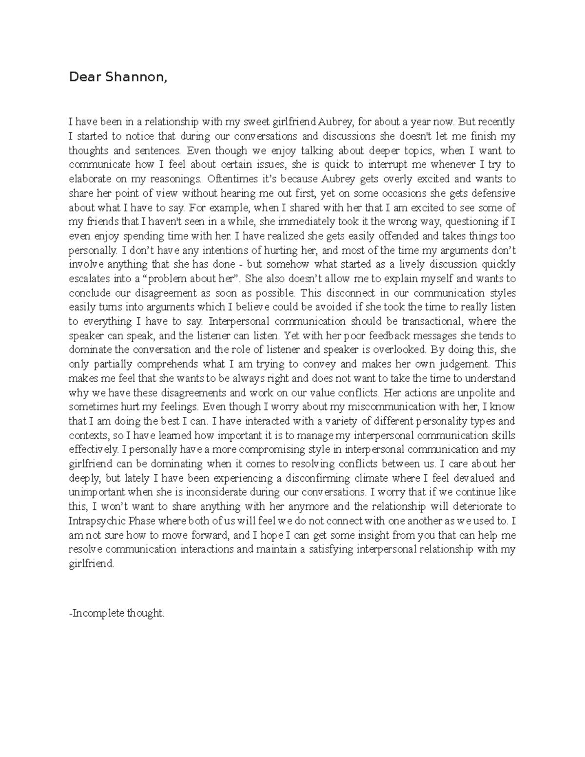Interpersonal Communication Issues in Relationship - UMGC Part 1 - Studocu