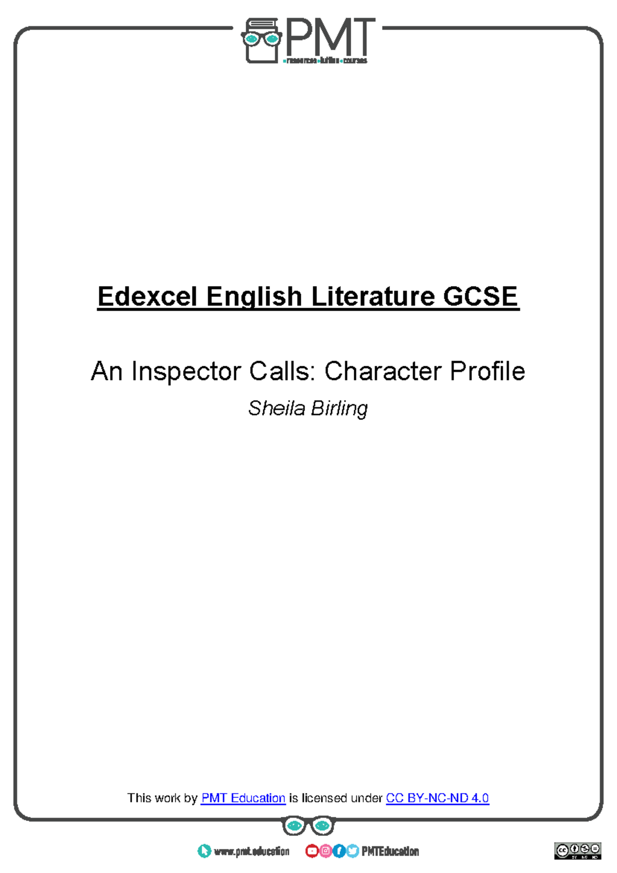 Sheila Birling in 'An Inspector Calls' - Character Analysis Notes (EDC ...