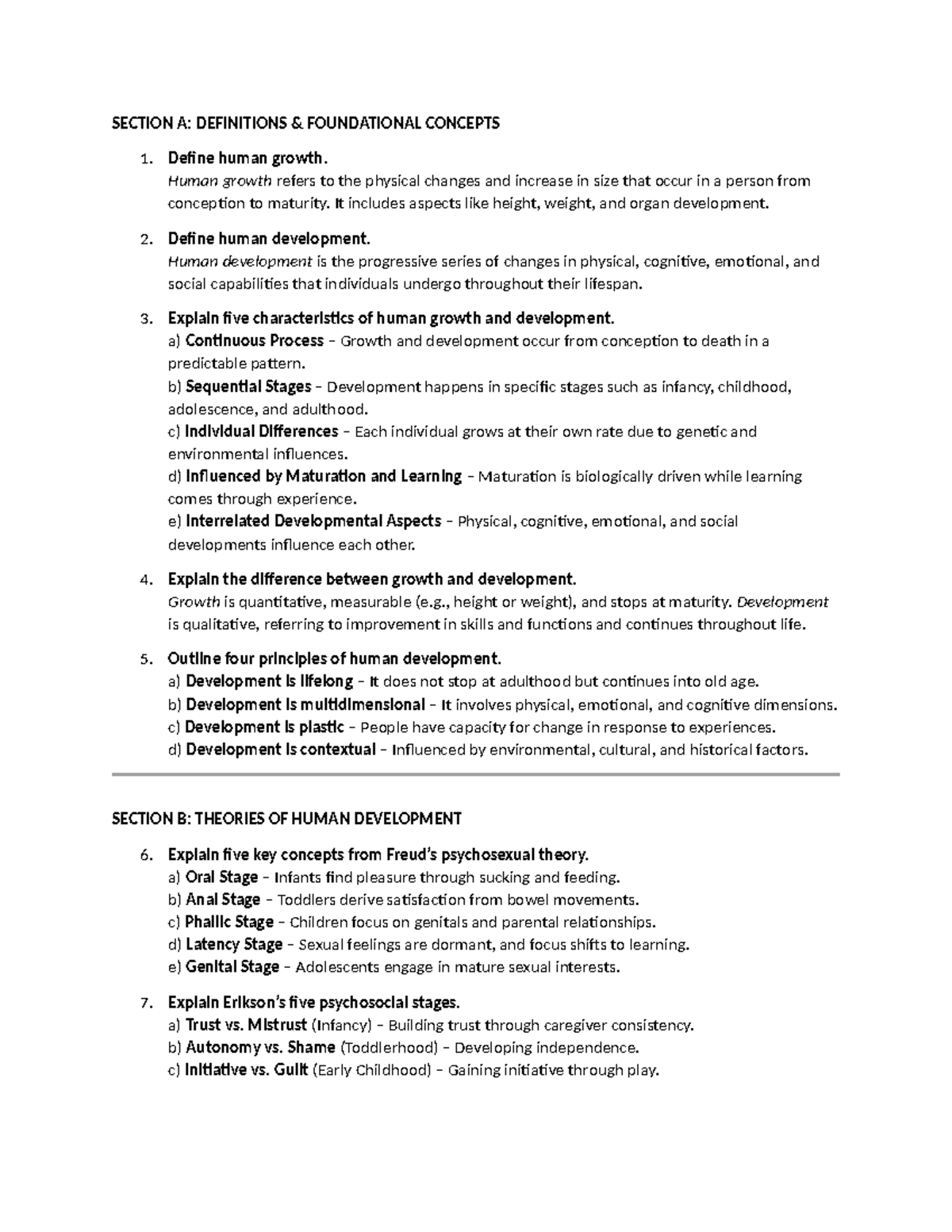 Human Growth and Development Concepts: Sample Quizzes (HGD 101) - Studocu