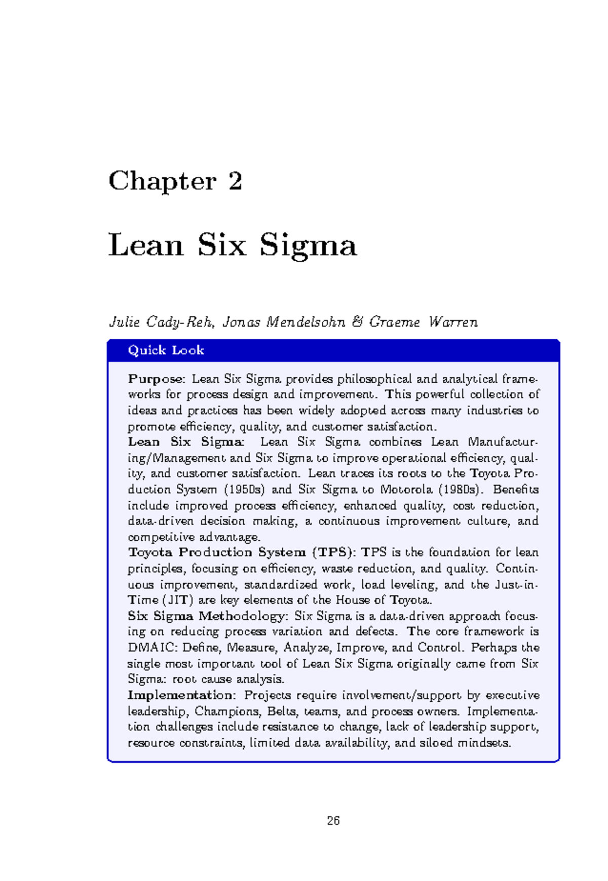 Chapter 2: Lean Six Sigma Overview and Key Concepts - Studocu