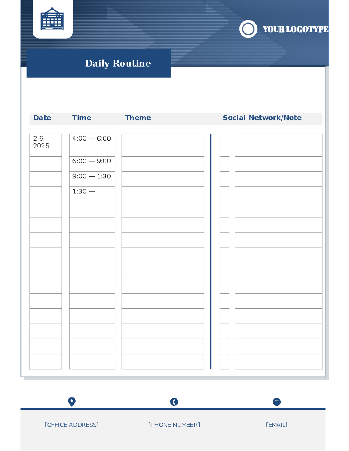 Daily Routine - Healthy ROUTINE - Daily Routine Date Time Theme Social ...