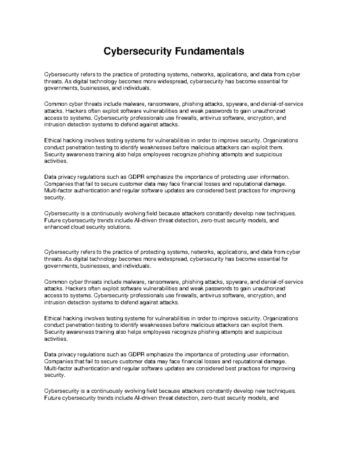 Cybersecurity Fundamentals: Protecting Systems from Threats - Studocu