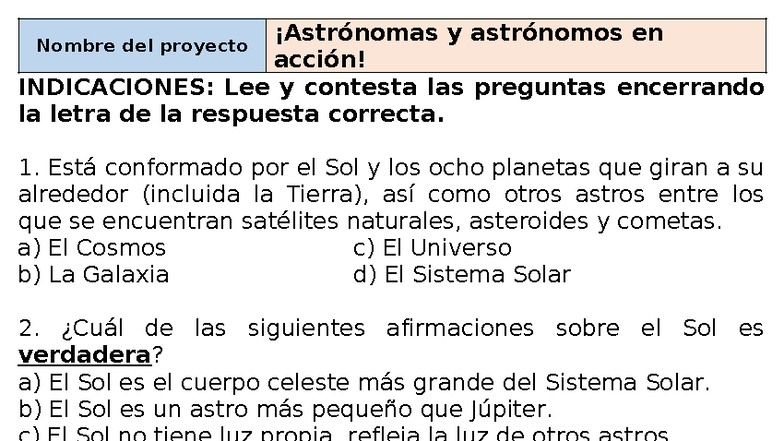 5to Grado Abril - Examen 02 Astrónomas y astrónomos en acción (2024-2025) - Nombre del proyecto ...