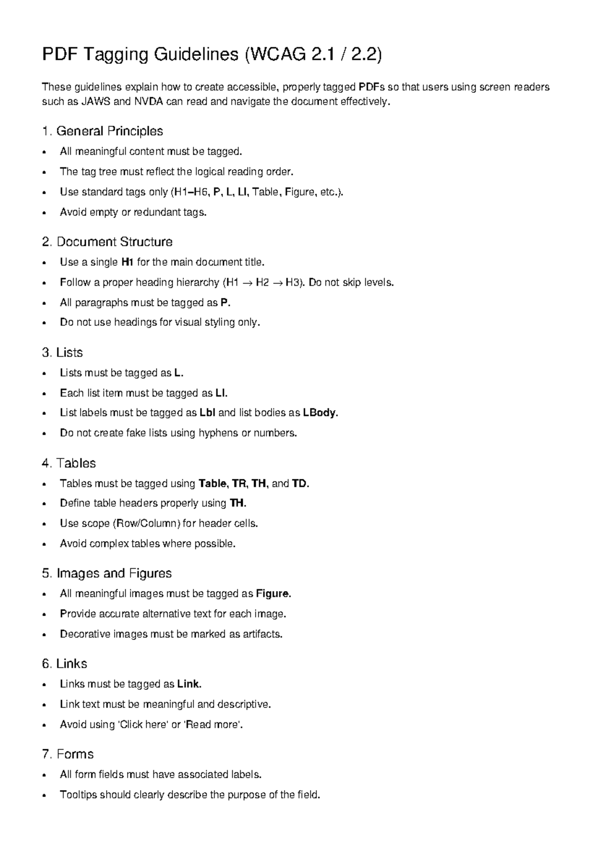 PDF Tagging Guidelines (WCAG 2.1) for Accessible Documents - Studocu