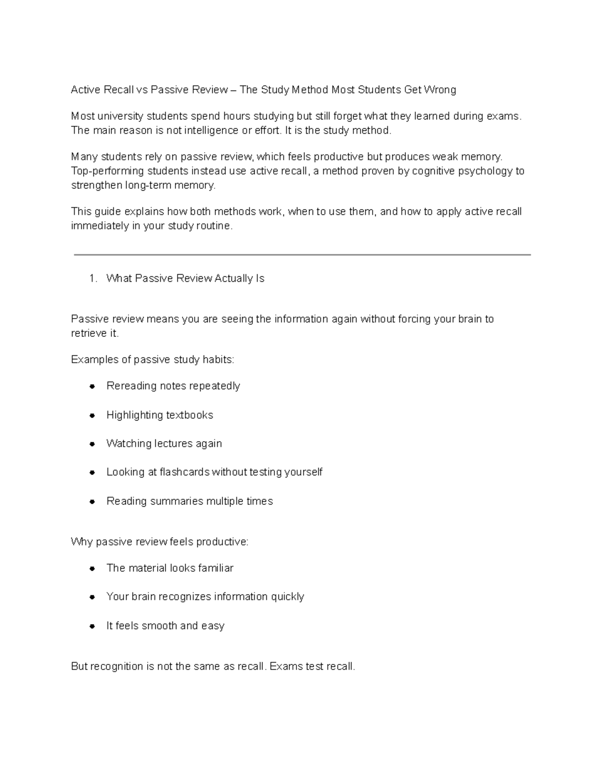 Active Recall vs Passive Review: A Guide to Effective Study Methods ...