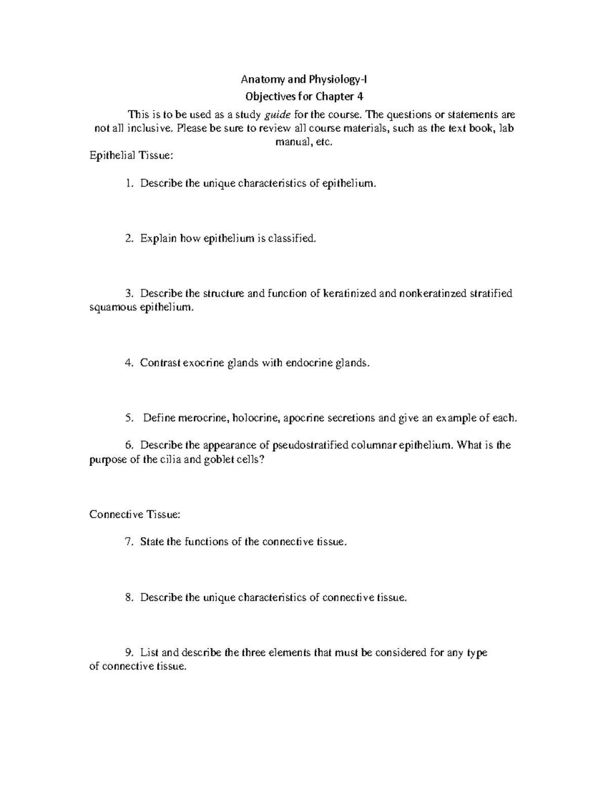 Anatomy and Physiology-I: Chapter 4 Study Guide - Studocu