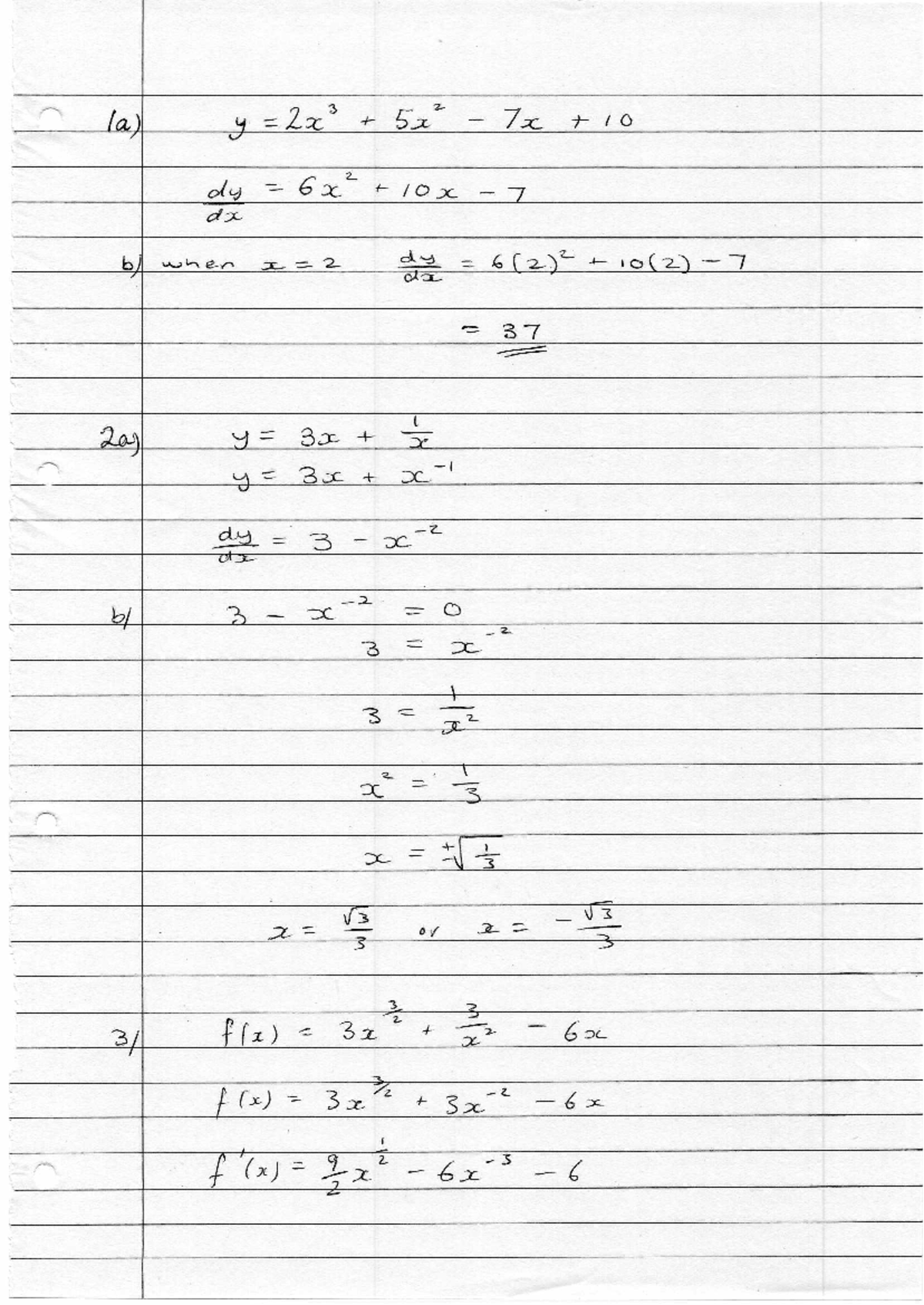 Calculus 101: Pure Differentiation Notes and Examples - Studocu
