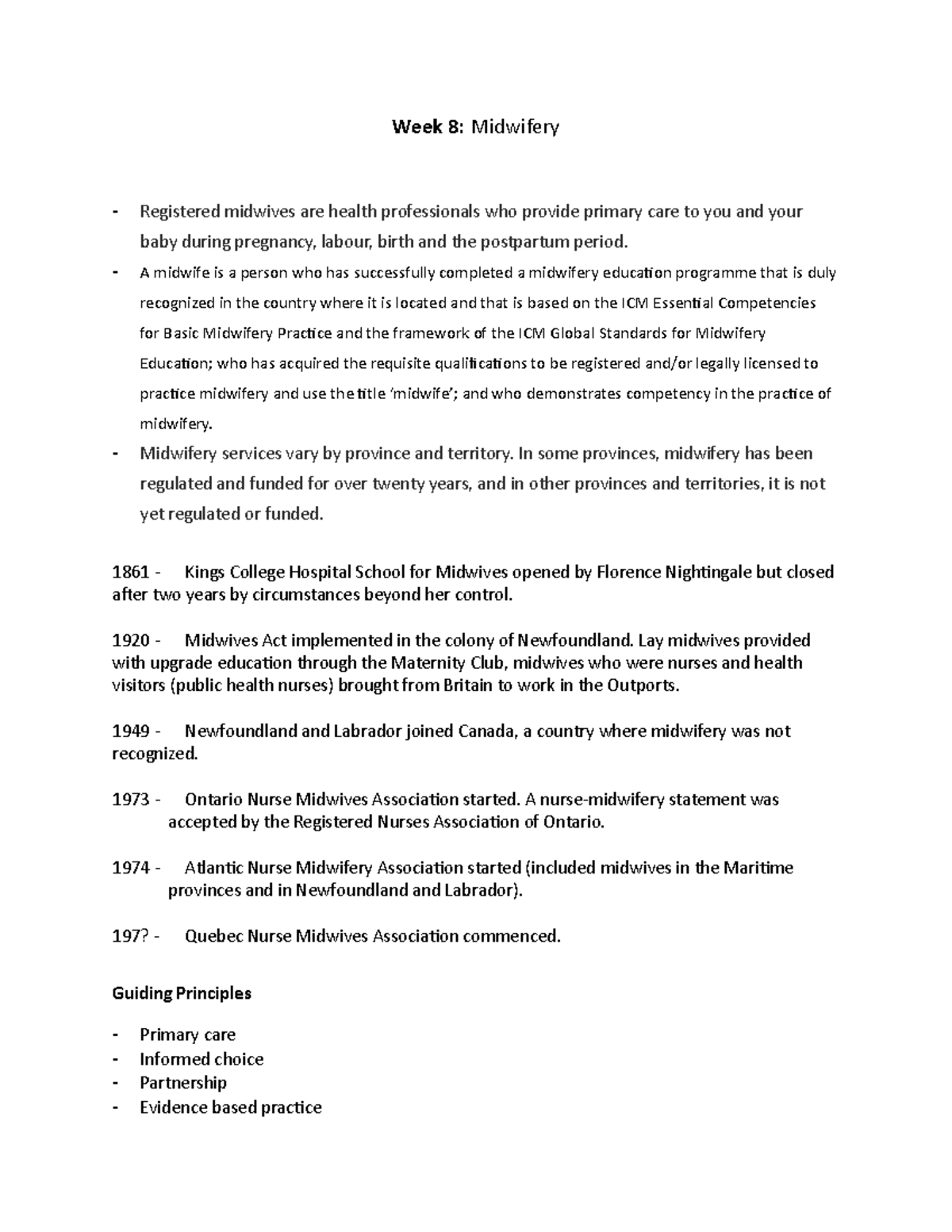 Midwifery 8 - Lecture Notes on Historical and Professional Aspects ...