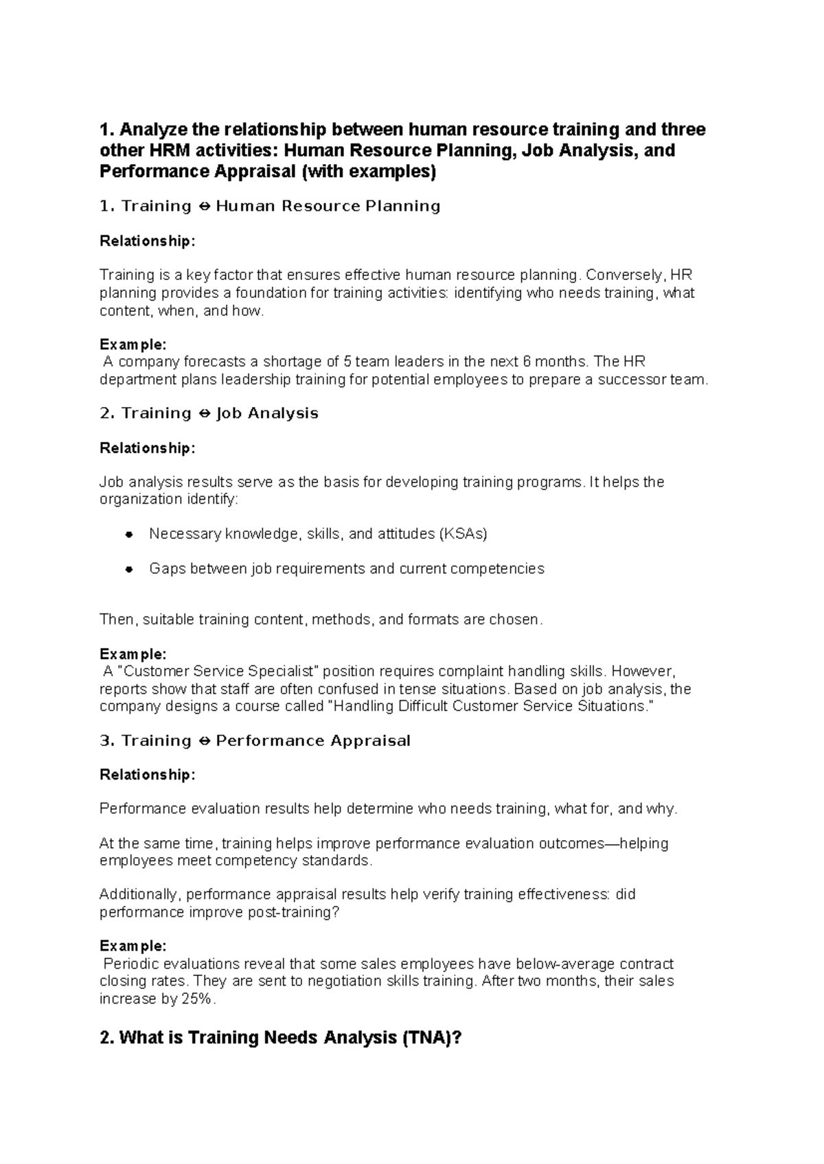 HRM Training Analysis: Linking Training to Planning, Appraisal & Needs ...