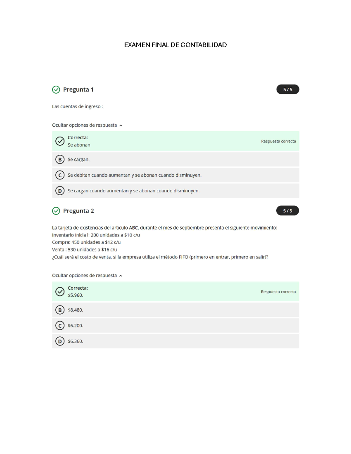Examen Final Contabilidad 2023: Preguntas y Respuestas Clave - Studocu