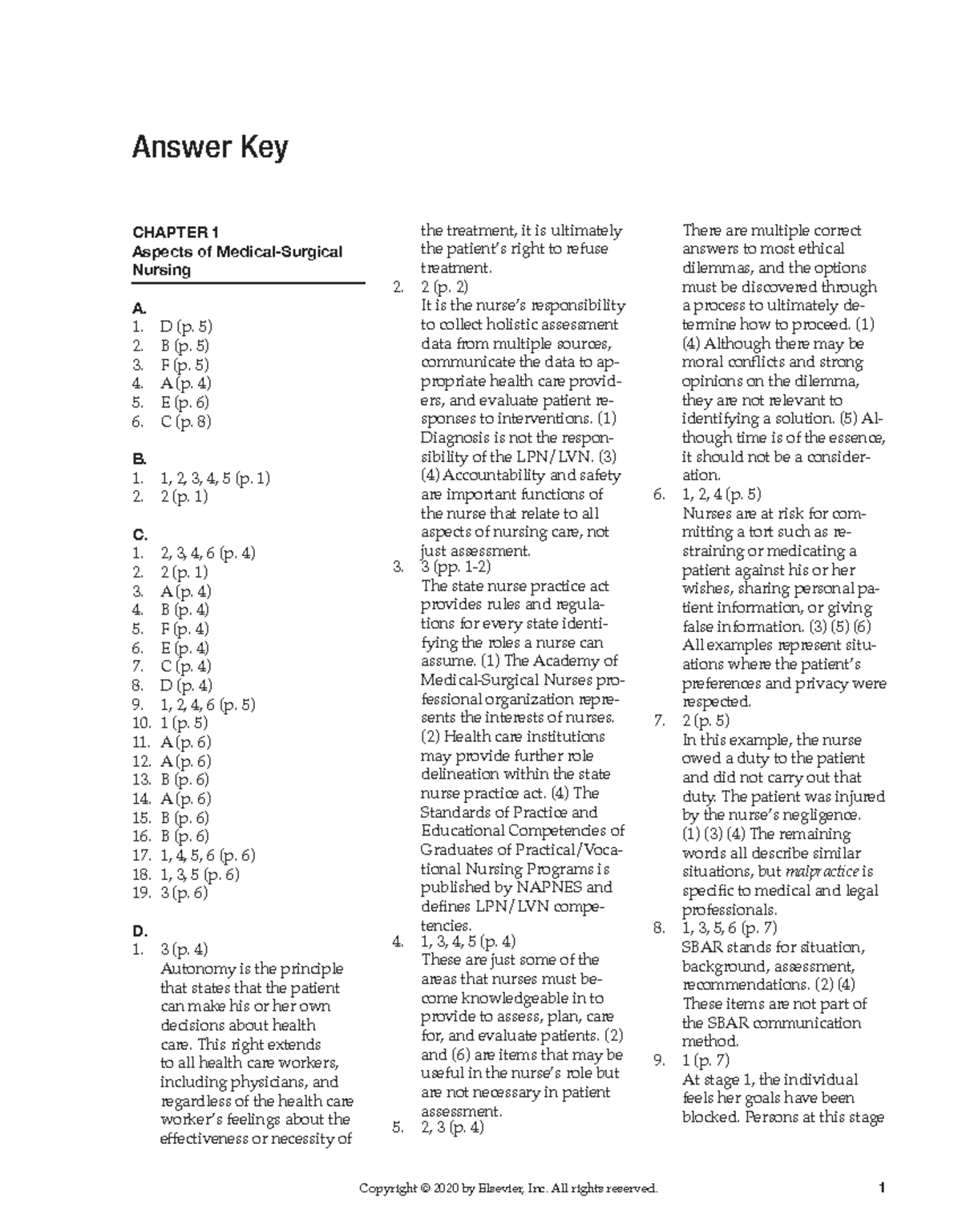 Linton 7th Edition Medical-Surgical Nursing Answer Key - Studocu