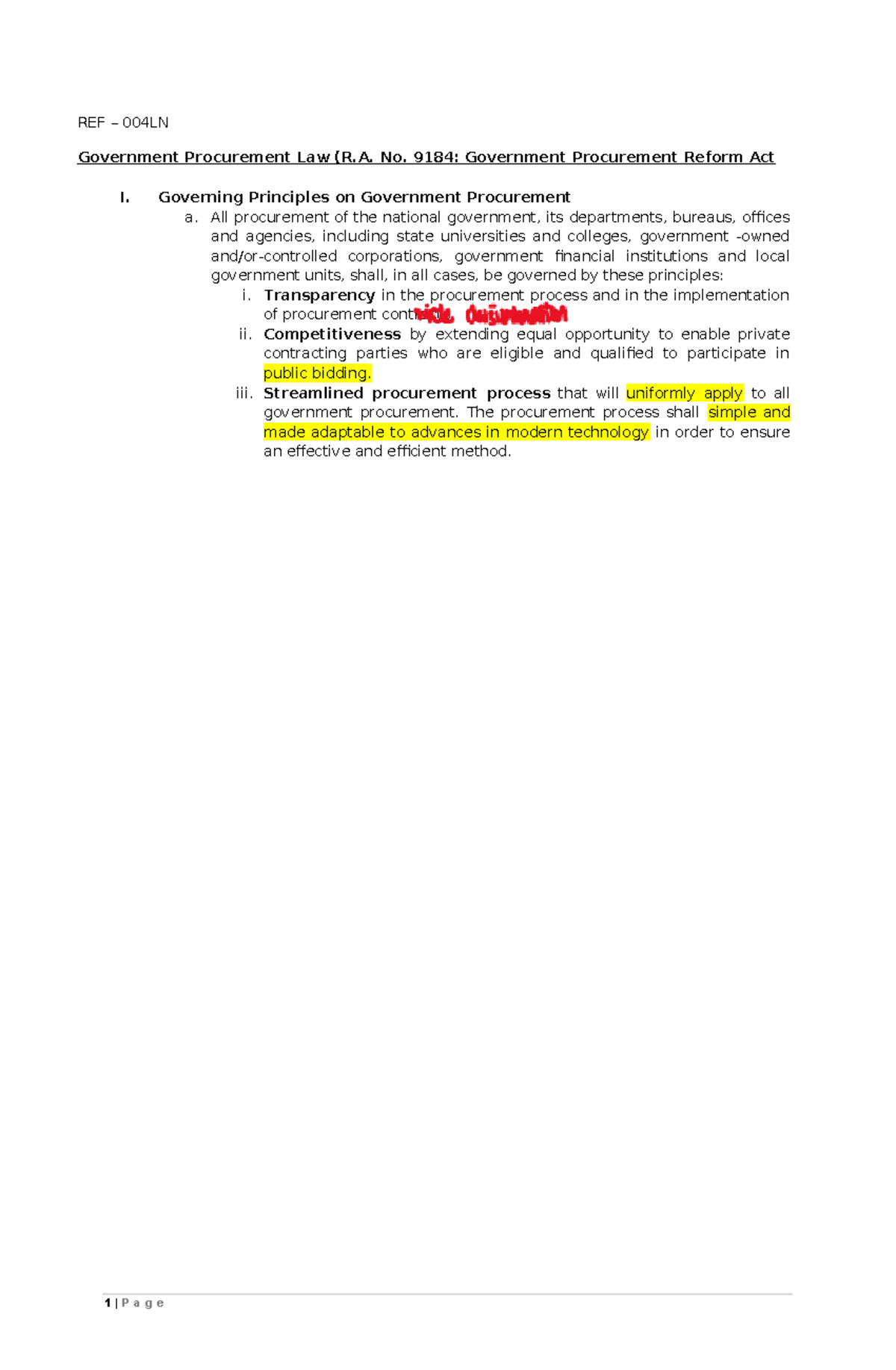 Final HD- Procurement - REF – 004LN Government Procurement Law (R. No ...