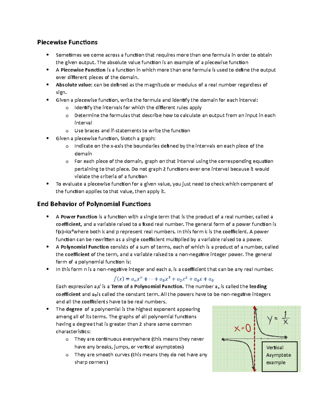 Polynomial Functions: Analysis of End Behavior & Finding Zeros - Studocu
