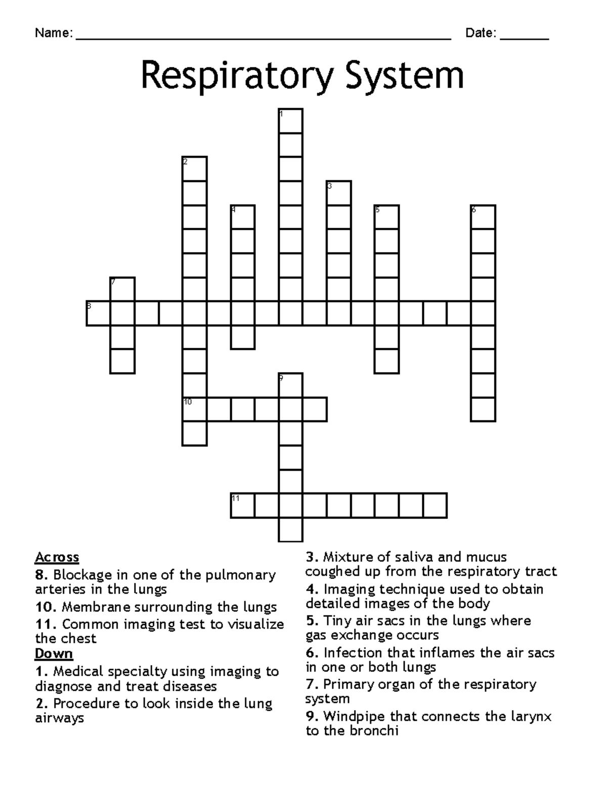 Respiratory System Crossword Puzzle - Med 101 - Studocu