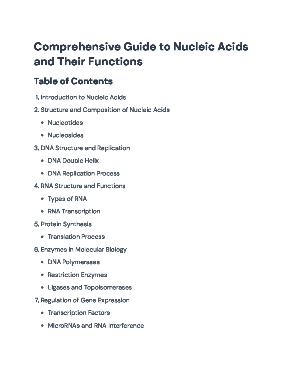 Comprehensive Study Guide on Nucleic Acids: Structures & Functions ...