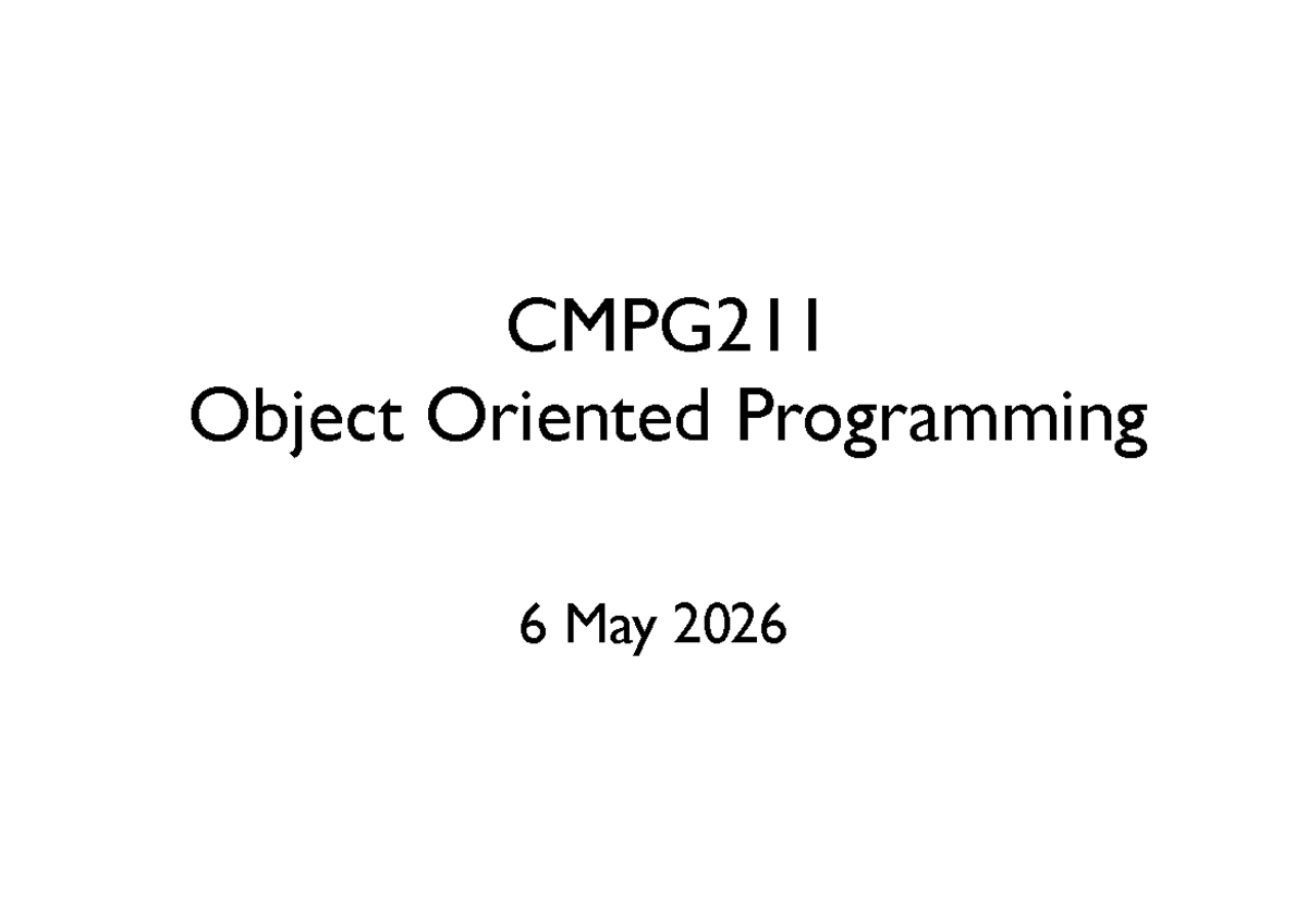 CMPG211 Object Oriented Programming: Understanding Associations and UML ...