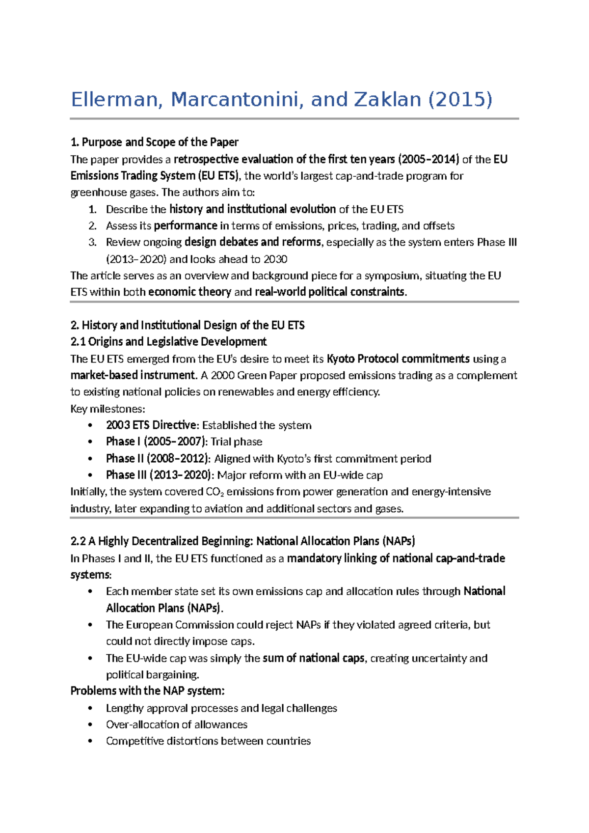 EU ETS Retrospective: Insights from Ellerman, Marcantonini, & Zaklan ...